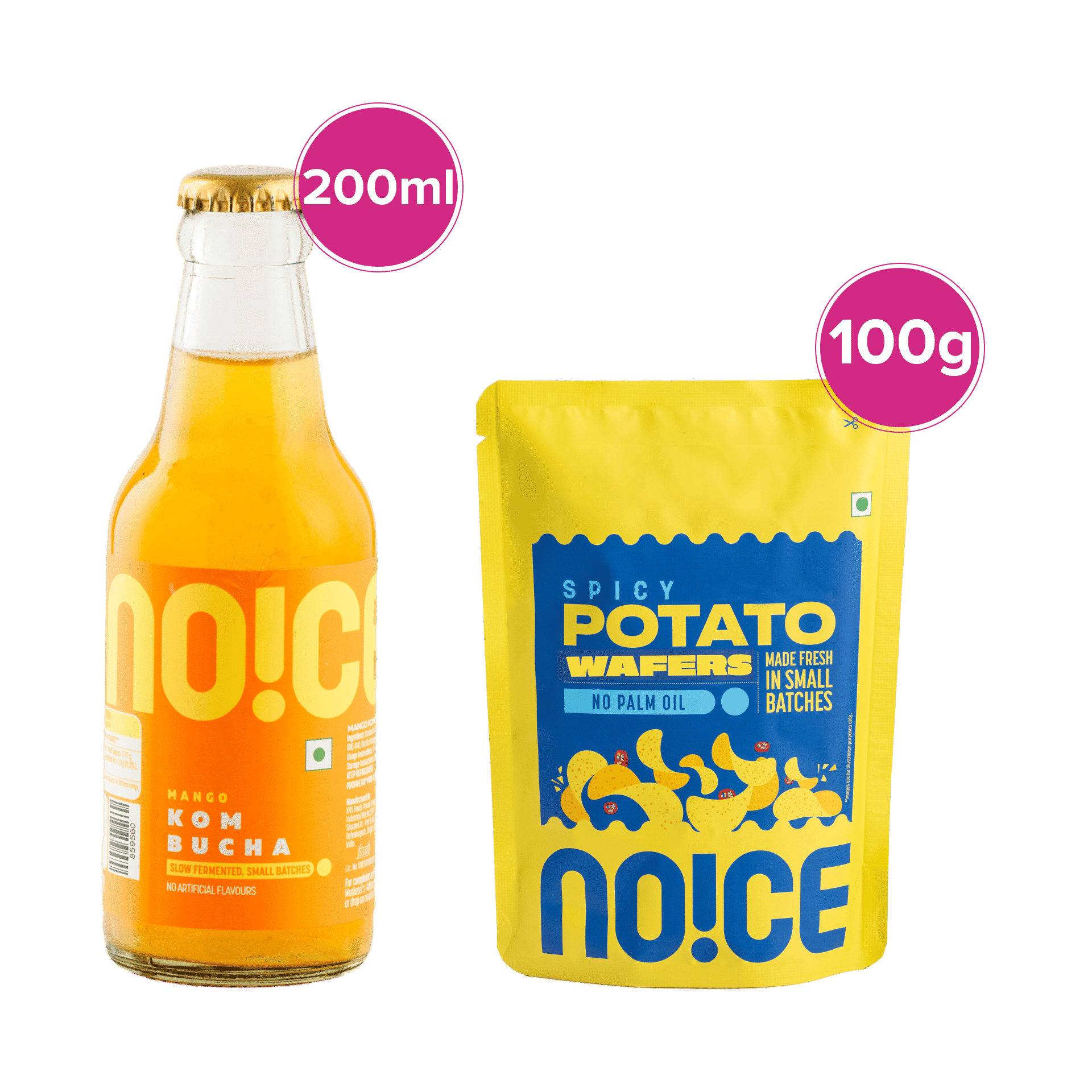 Buy NOICE Mango Kombucha (200ml) | NOICE Spicy Potato Wafers (100g ...