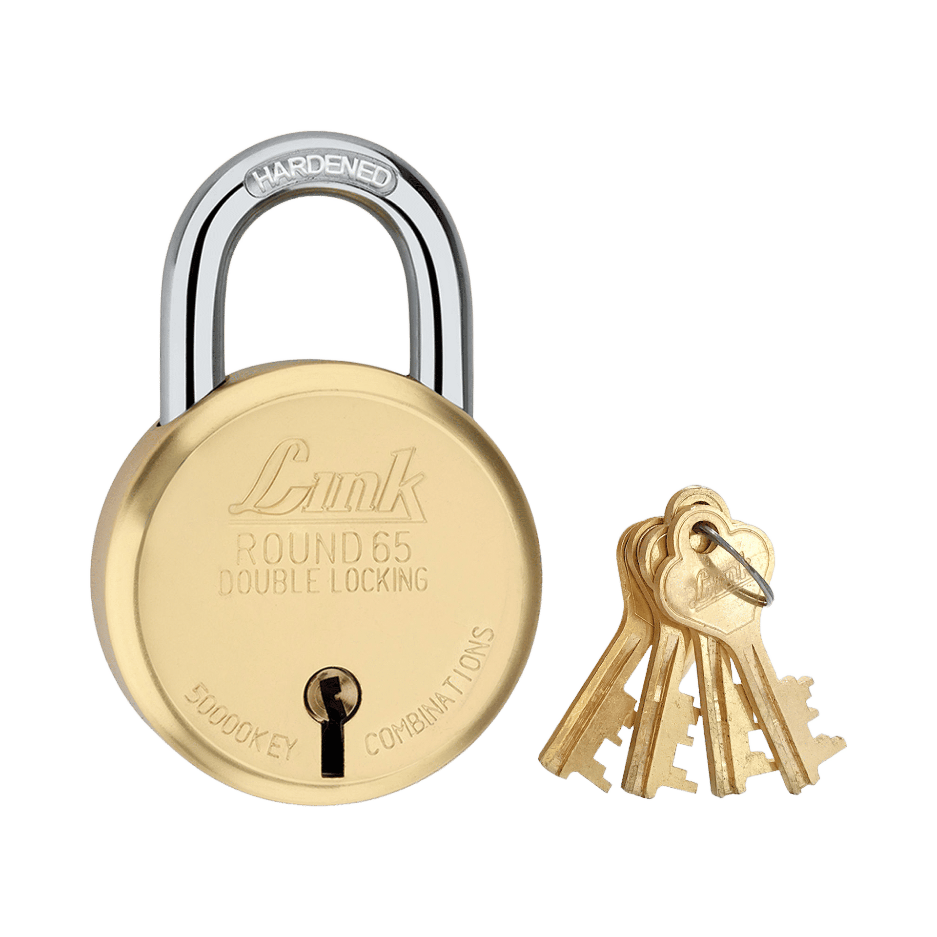 Buy Link Brass Double Lock Round with 4 Keys (65mm, Gold) Online () At ...