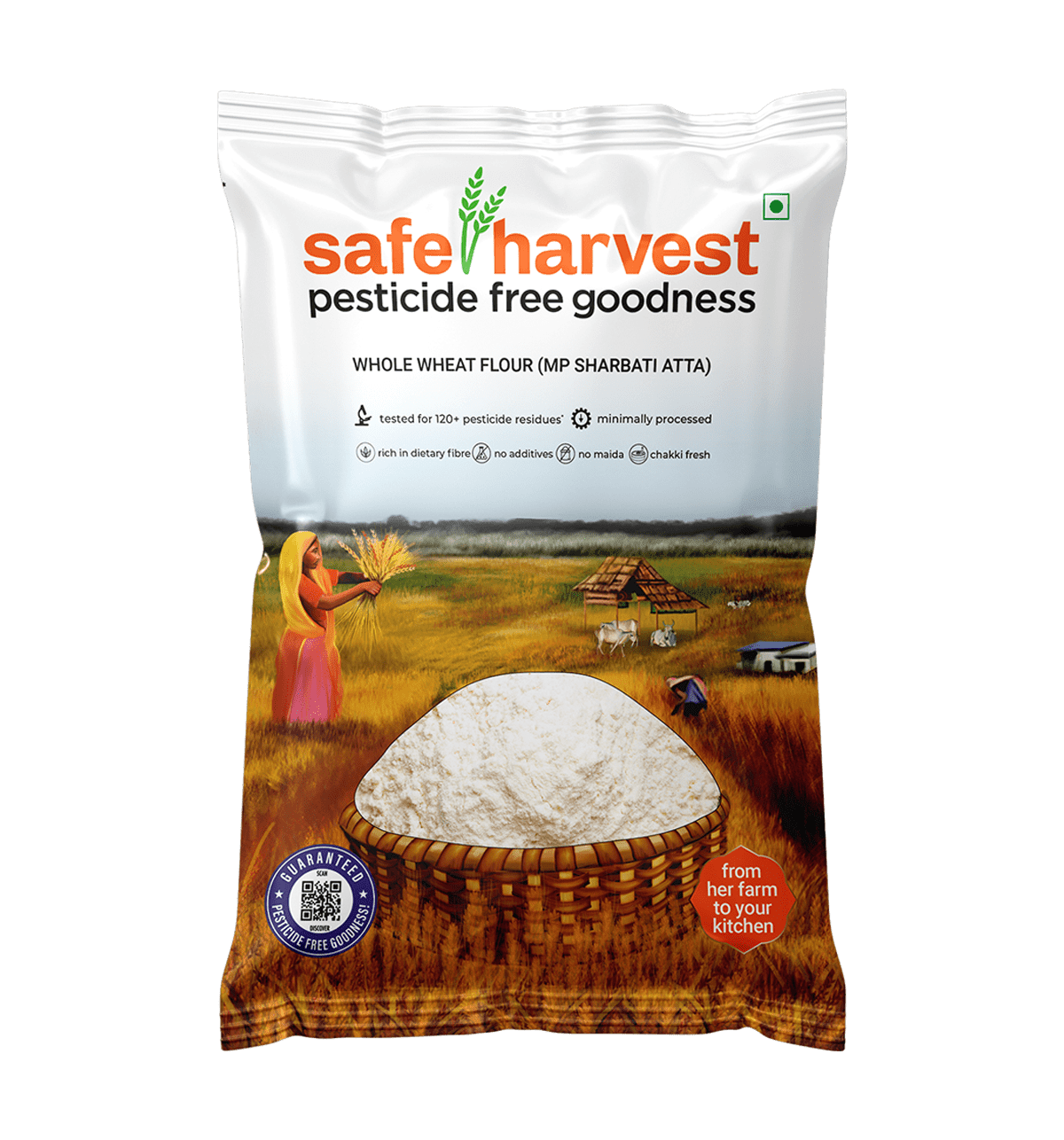Buy Safe Harvest Safe Harvest Pesticide Free Whole Wheat Atta 5 kg ...