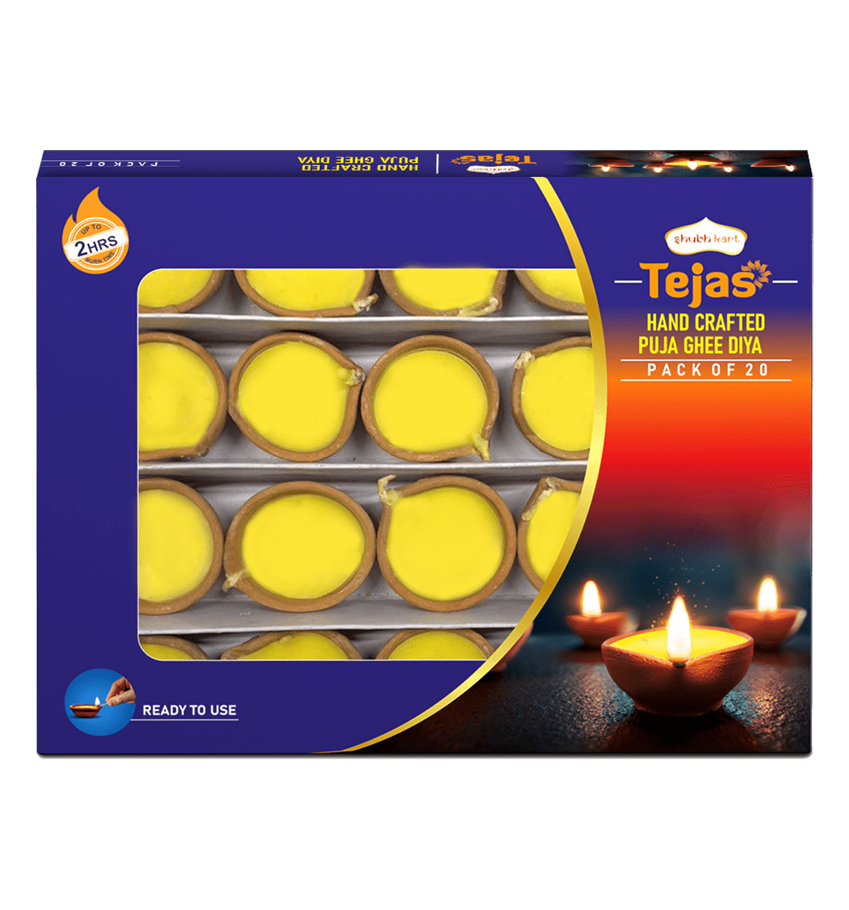 Buy Shubhkart Shubhkart Tejas Hand Crafted Puja Ghee Diya (Pack Of 20 ...