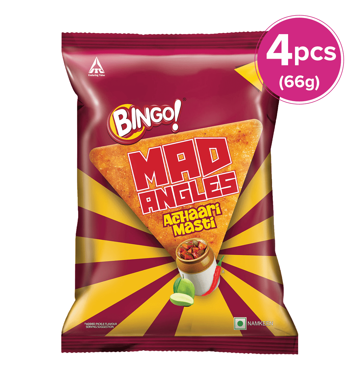 Buy Bingo Bingo Mad Angles Achaari Masti Masala Crisps 4 pieces Online ...