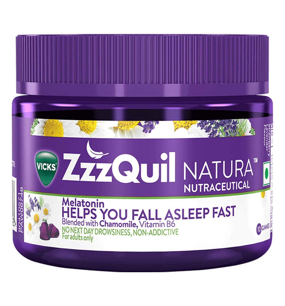 Buy Vicks Vicks ZzzQuil Natura, 10s Pack, Non-Addictive Sleep-Aid Gummy ...