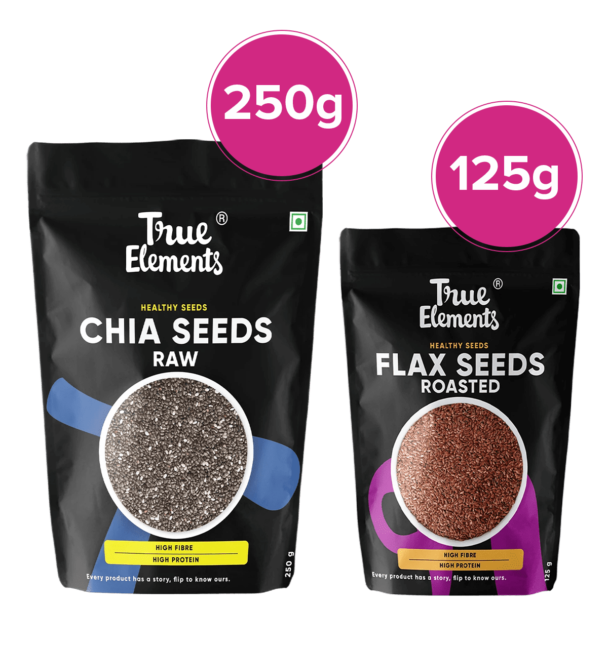 Buy True Elements Chia Seeds & Roasted Flax Seeds Combo 1 combo Online ...