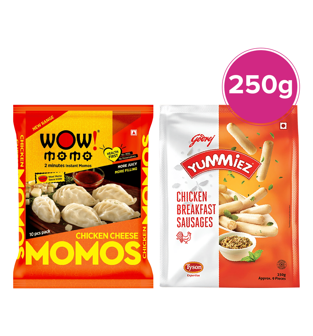 Buy Wow! Momo Wow! Chicken Cheese Momos & Chicken Breakfast Sausages ...