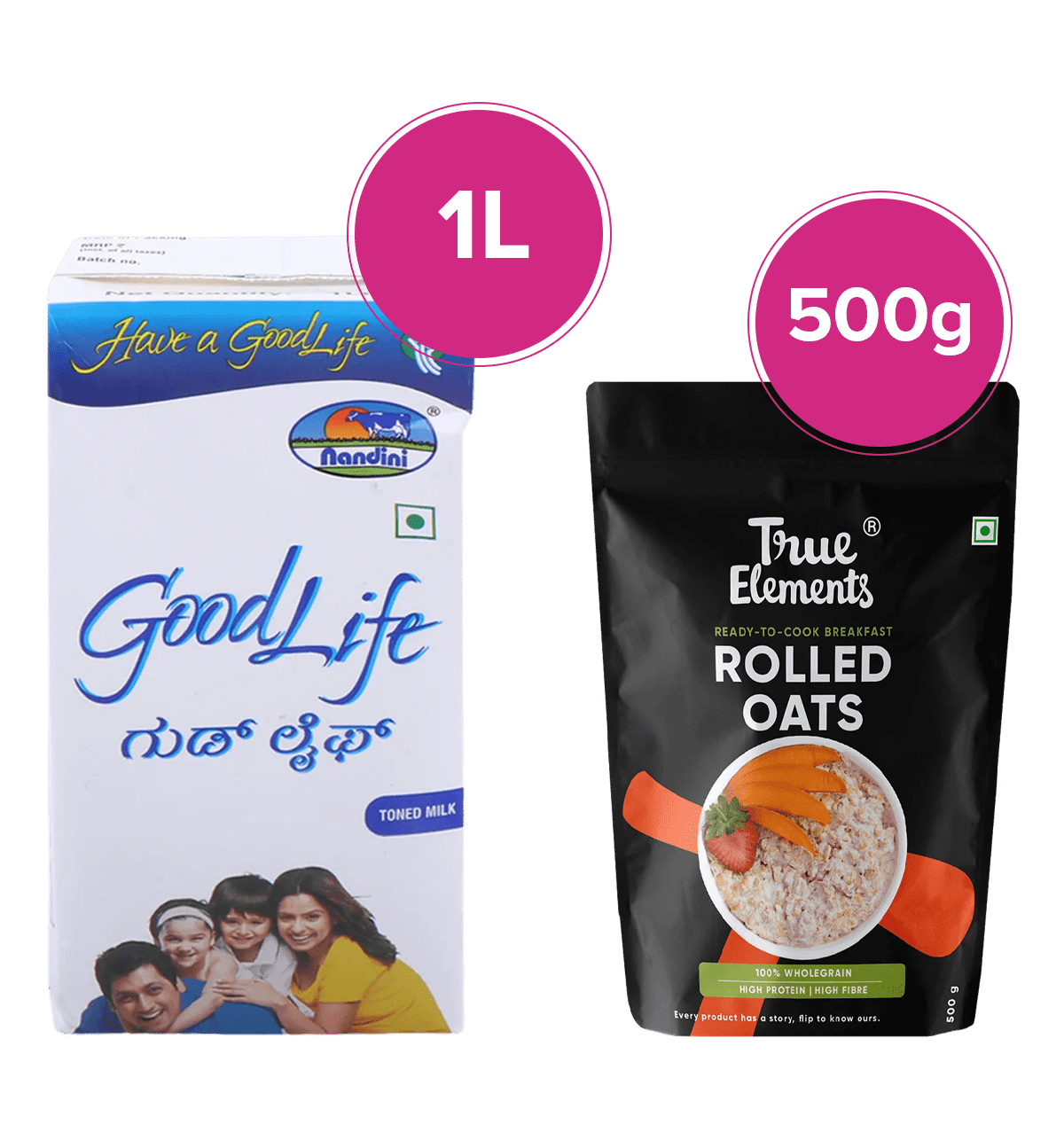 Buy True Elements Rolled Oats Gluten Free & Goodlife Toned Milk Online ...