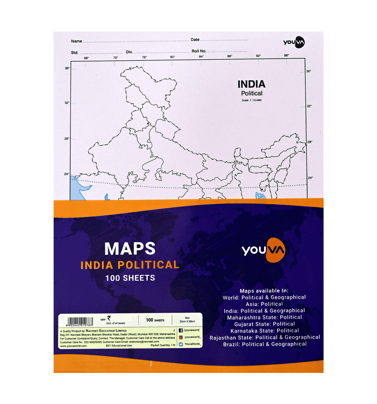 Buy Navneet Youva Navneet Youva India Politcial Maps with States Toxic ...