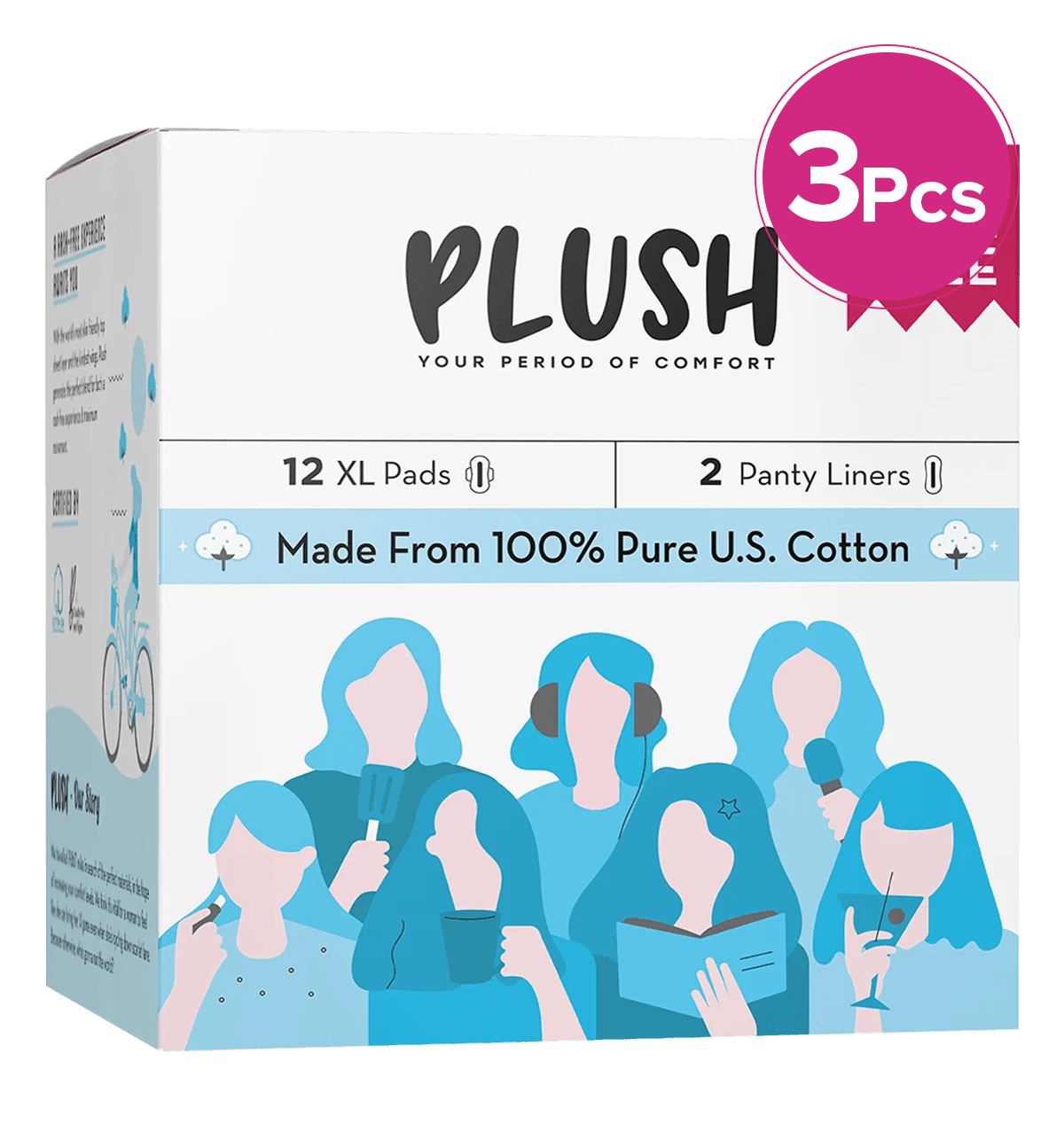 Buy Plush Plush XL Sanitary Pads for Rash Free Periods Box 3 pieces ...