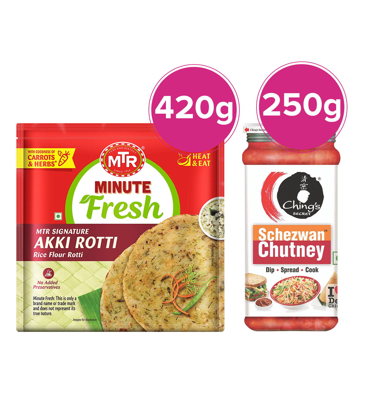 Buy Mtr Mtr Minute Fresh Akki Rotti 420 Gm And Chings Schezwan Chutney ...