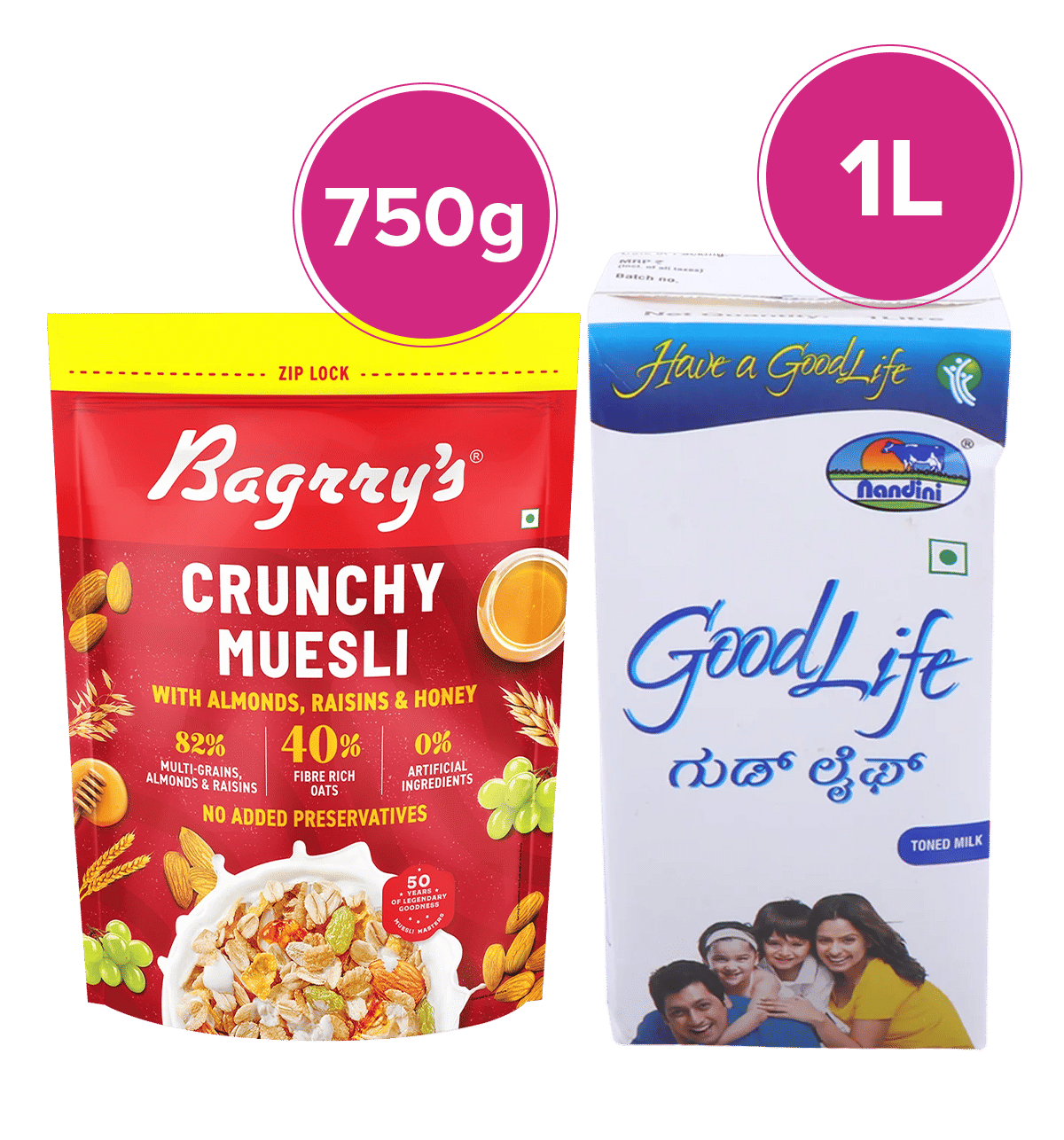 Buy Bagrry's Crunchy Muesli Almond Raisin and Honey & Nandhini Good ...