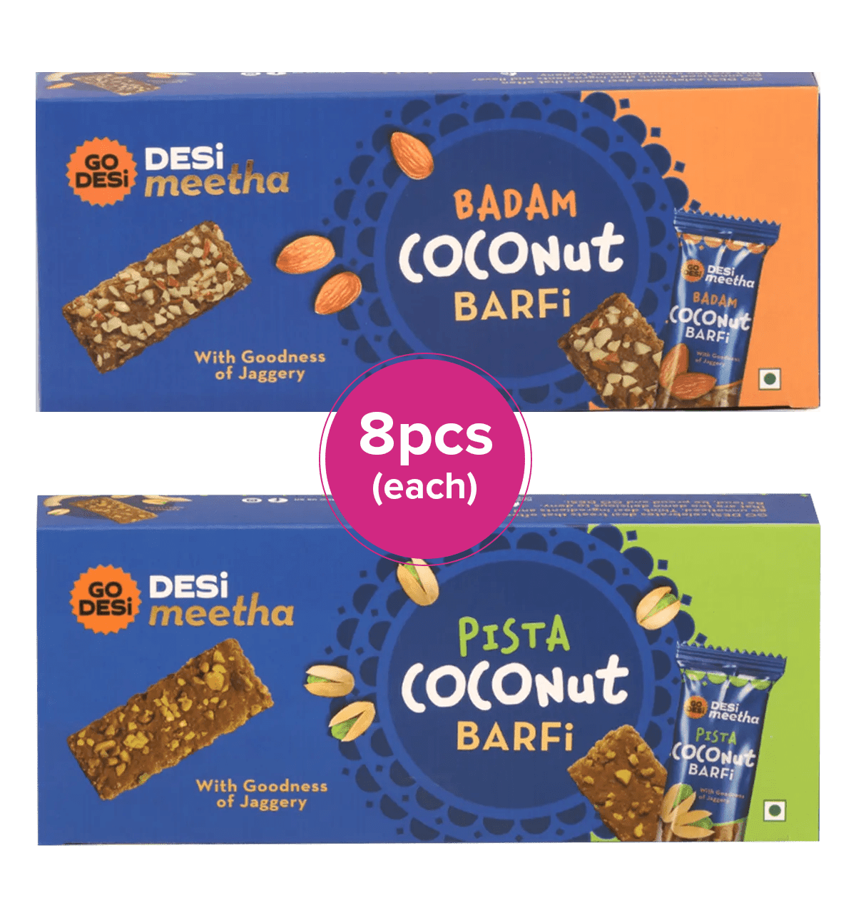 Buy Go Desi Go Desi Badam Barfi Box & Go Desi Pista Barfi Box 1 combo ...