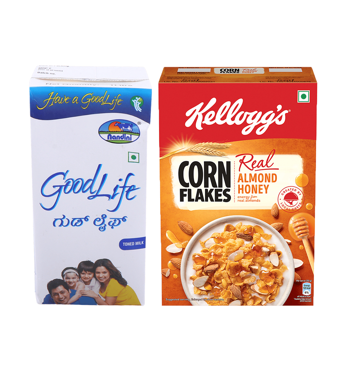 Buy Kellogg's Almond Honey Corn Flakes & Nandini Milk Combo 1 combo ...