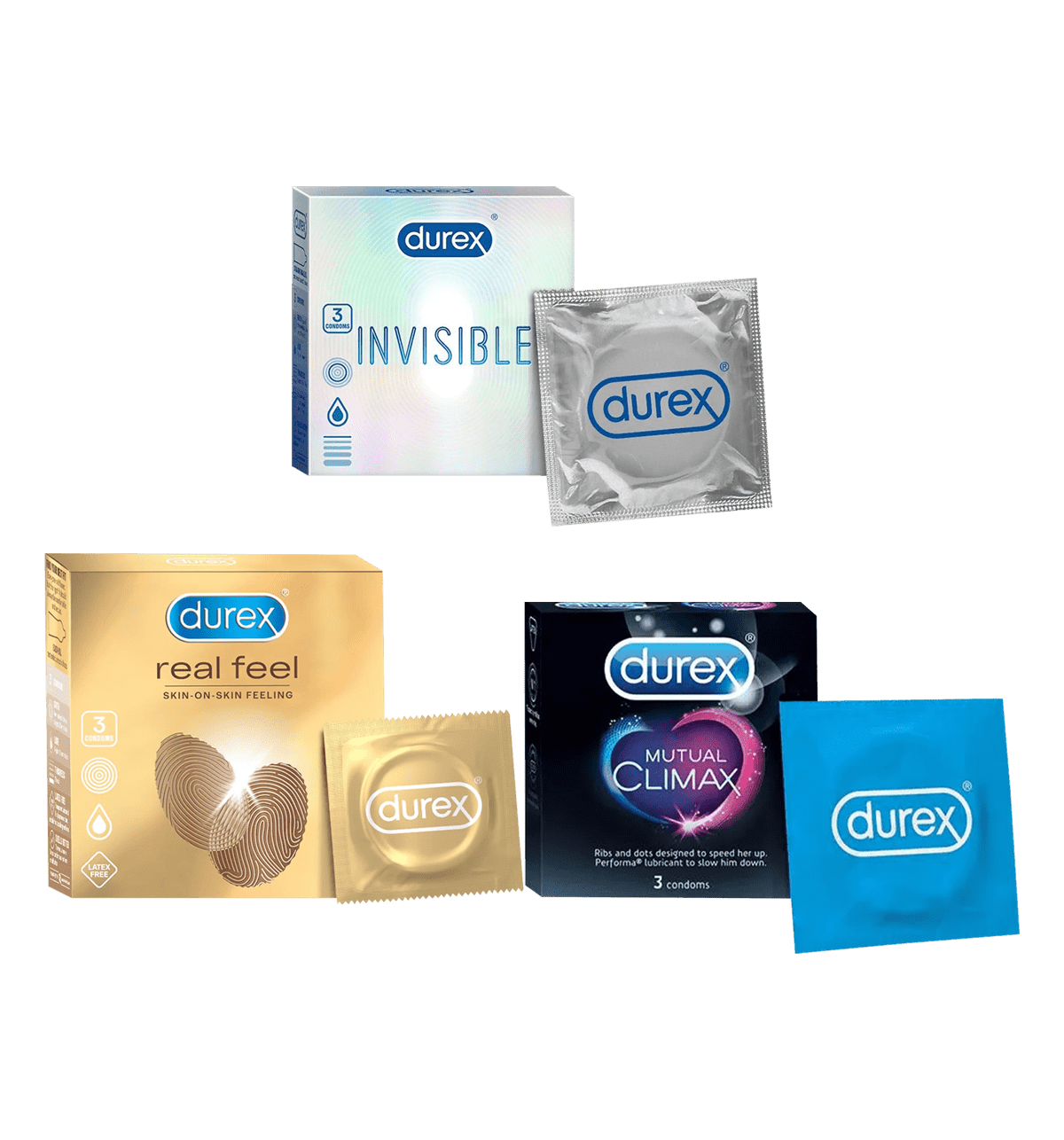 Buy Durex All in One Combo- Real Feel+Invisible+Mutual Climax Online (1 ...