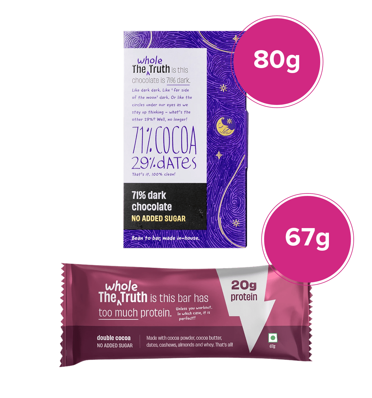 Buy The Whole Truth The Whole Truth Bar Double Cocoa & 71% Dark ...