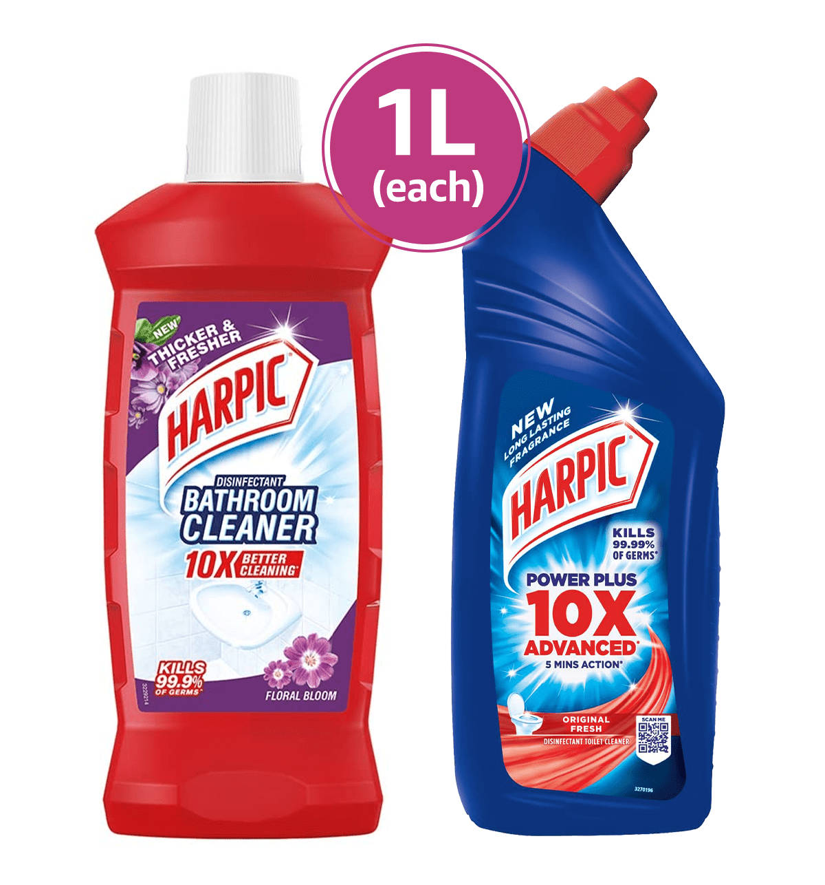 Buy Harpic Power Plus Toilet Cleaner Liquid Original & Bathroom Cleaner Liquid Floral Combo 1 ...