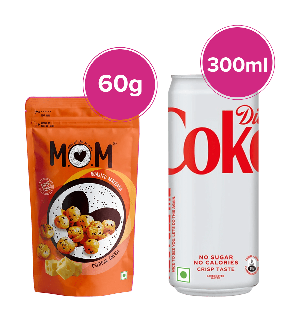 Buy Mom Meal Of The Moment Cheddar Cheese Makhana & Diet Coke Combo 1 ...