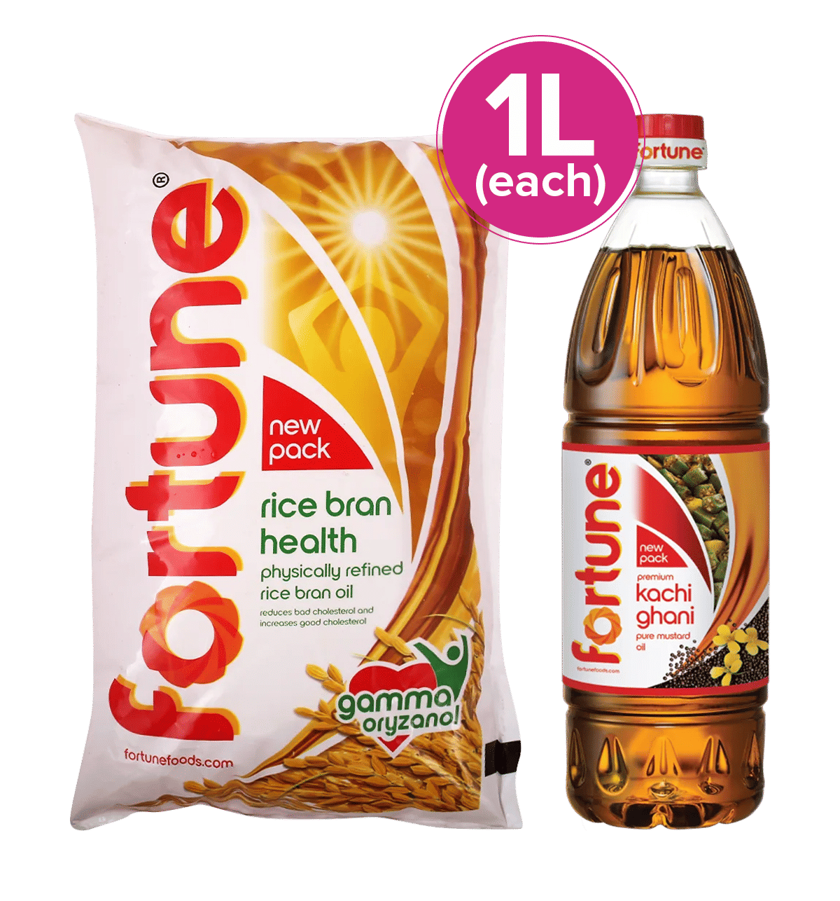 Buy Fortune Fortune Rice Bran 1L & Mustard Oil 1L Pet 1 combo Online At ...