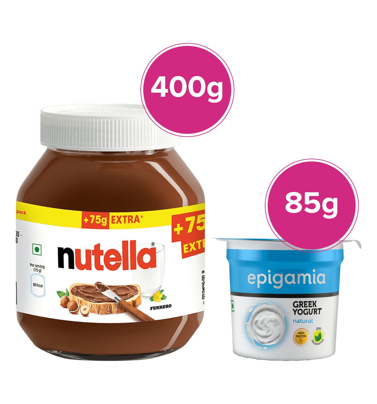 Buy Nutella Nutella Hazelnut Spread with Cocoa & Epigamia Greek Yogurt ...