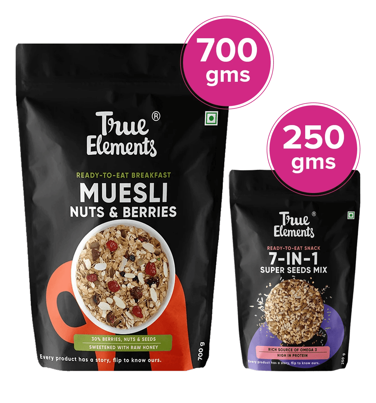Buy True Elements True Elements Crunchy Nuts, Berries Muesli & 7 In 1 ...