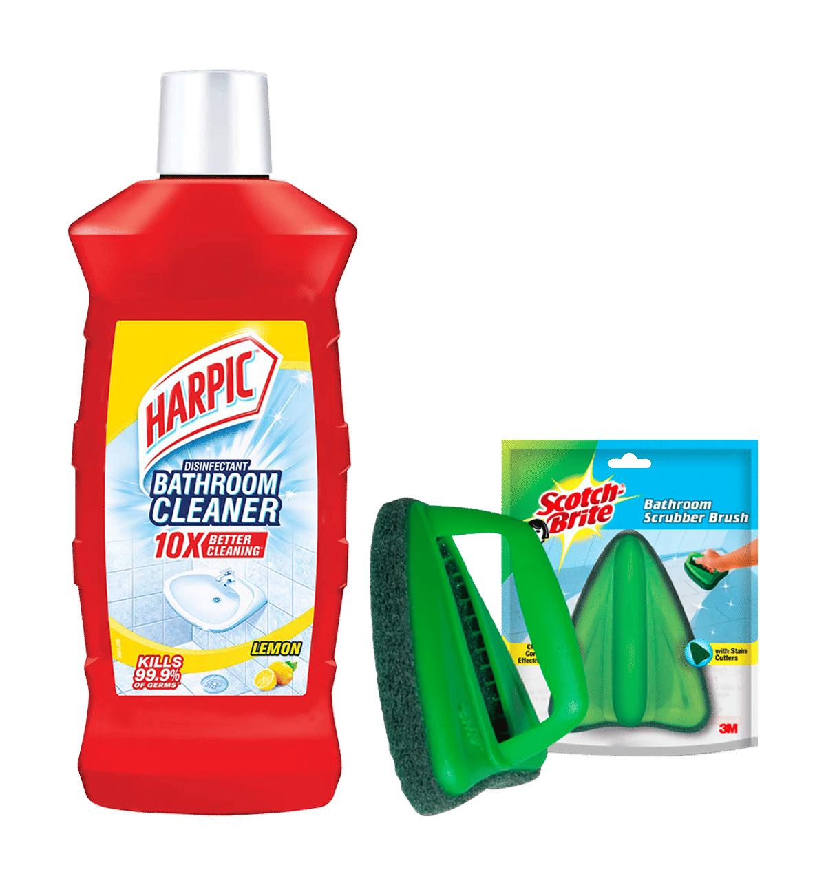 Buy Harpic Bathroom Cleaner Lemon & Scotch Brite Bathroom Scrubber ...