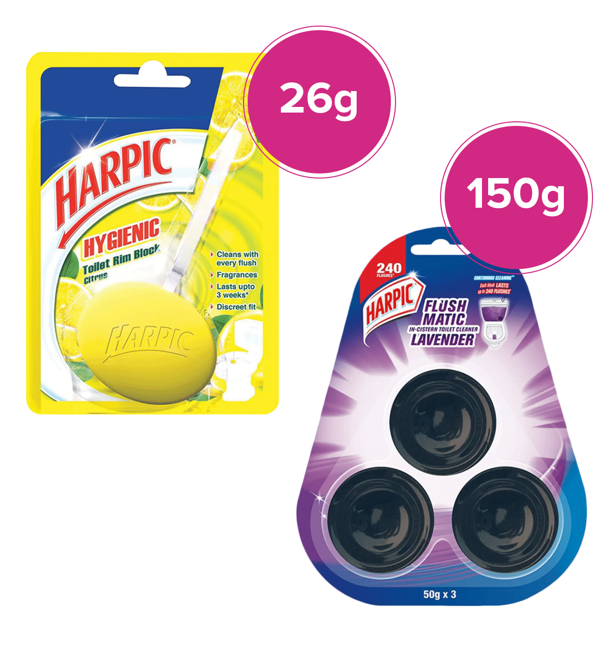 Buy Harpic Rim Block Citrus & Flushmatic Toilet Blocks Lavender Combo 1 ...