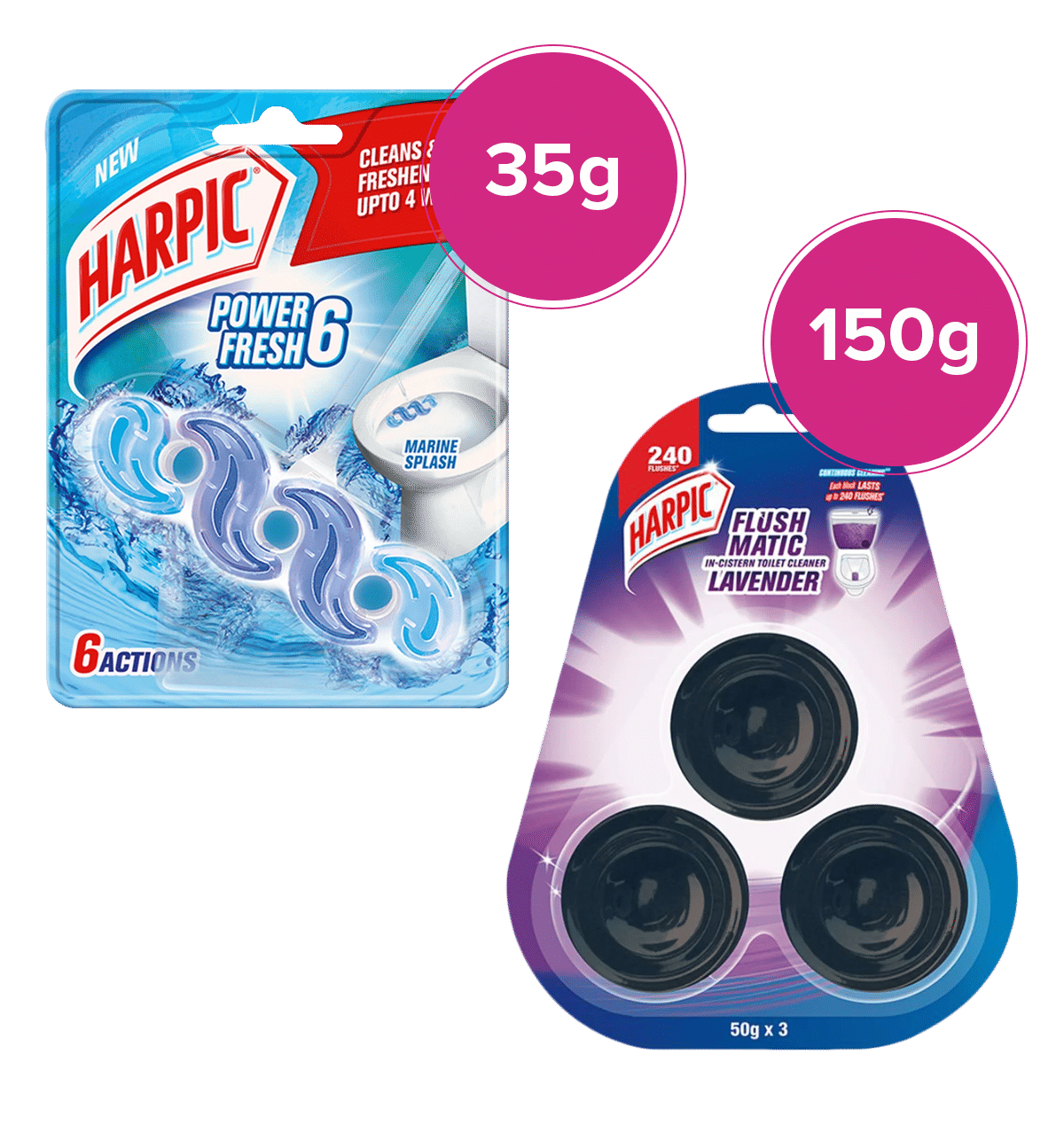 Buy Harpic Rim Block Marine & Flushmatic Toilet Cleaner Blocks Lavender ...