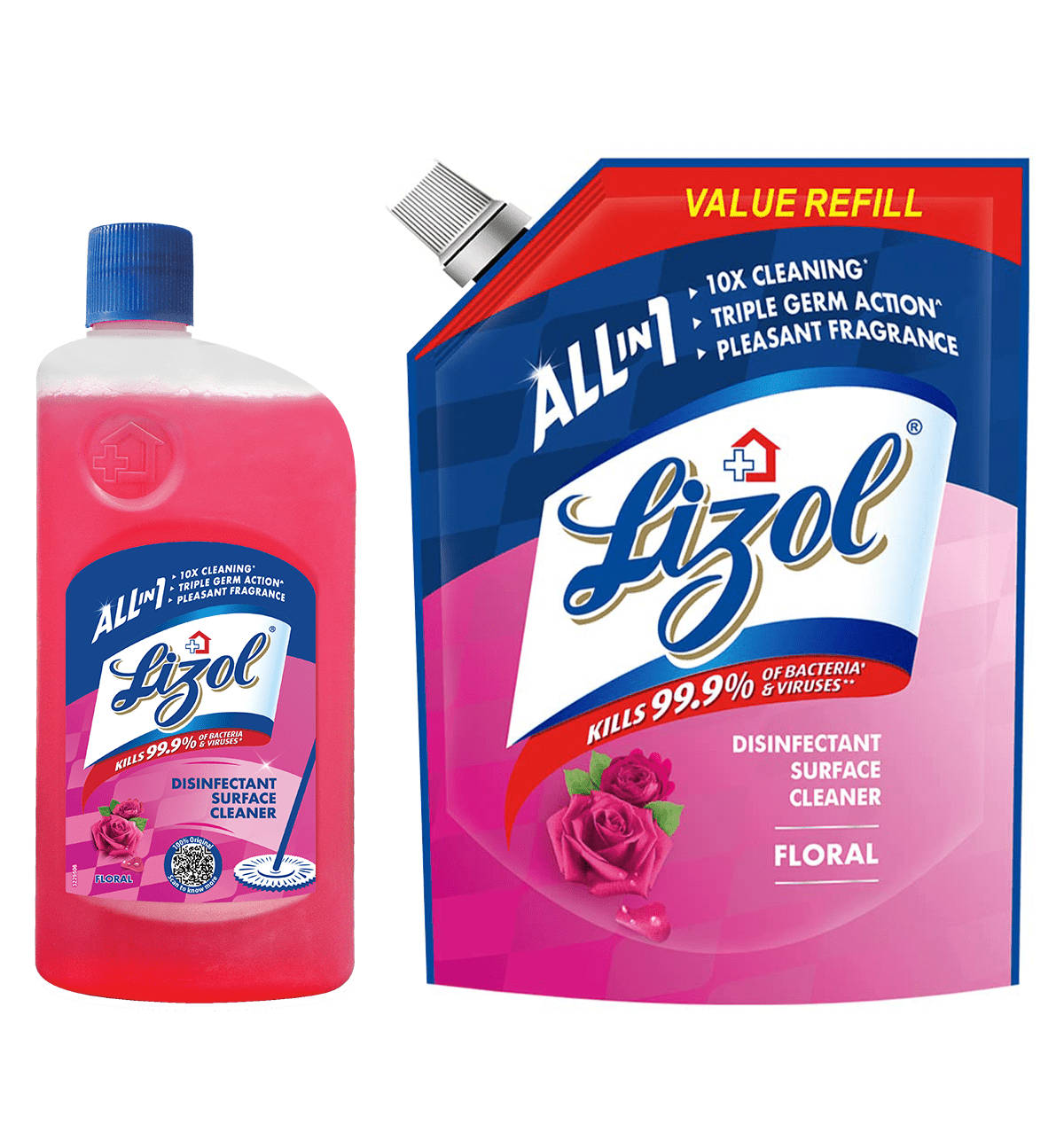 Buy Lizol Disinfectant Floral Floor Cleaner & Refill Combo 1 combo ...