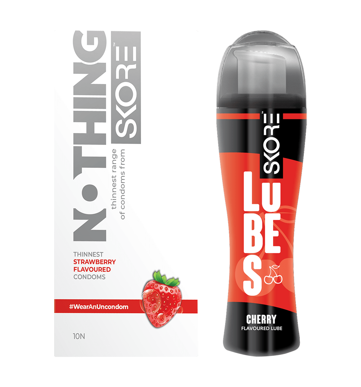 Buy Skore Nothing Condom Pack of 10 and Cherry Lube Combo 1 combo ...