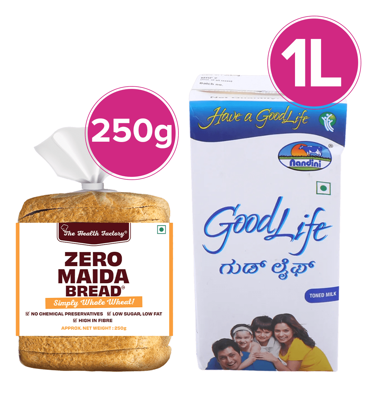 Buy The Health Factory Zero Maida Bread & Goodlife Toned Milk Combo 1 ...