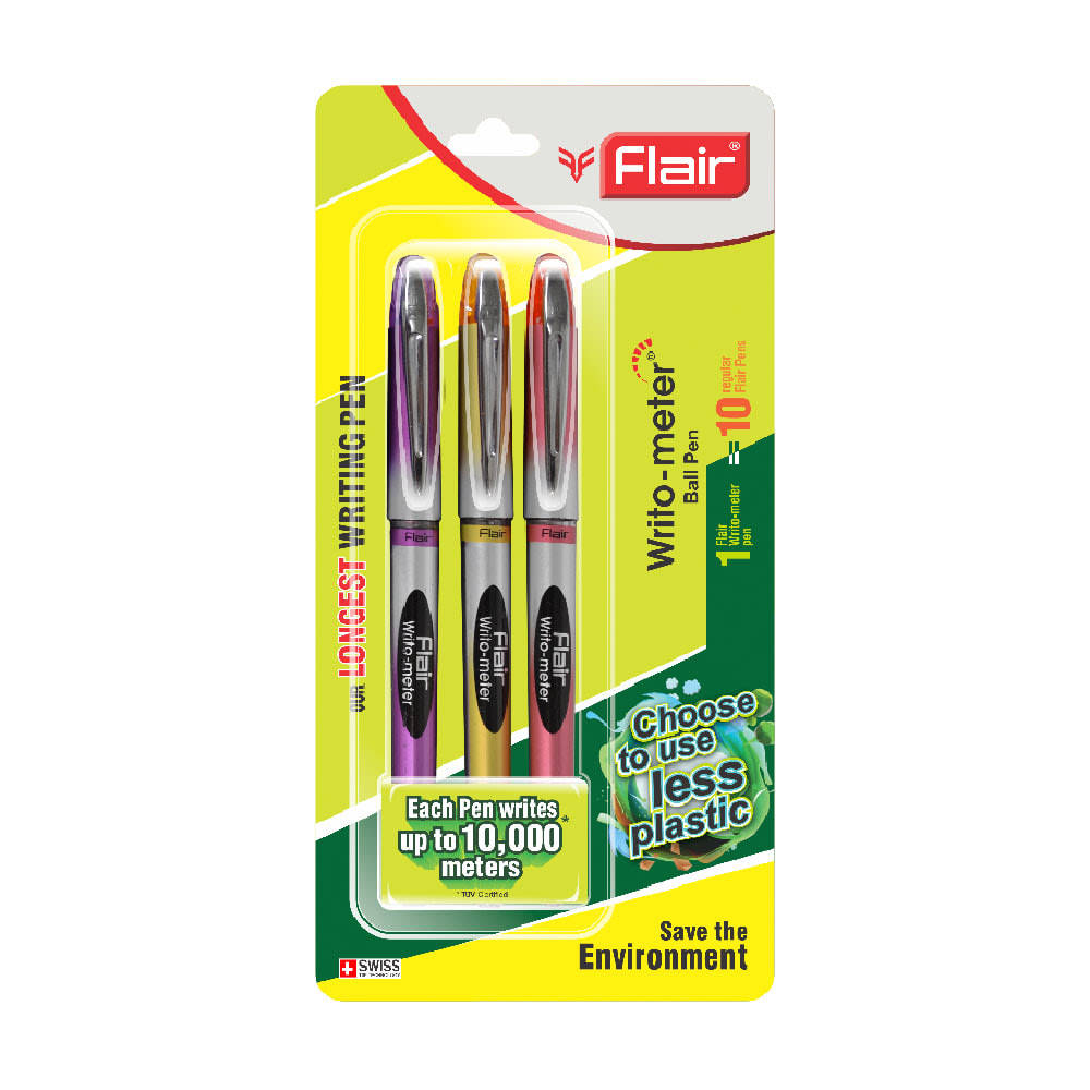 Buy Flair Flair 3 Pieces Blue Writometer Ball Pen 1 pack Online At Rs ...