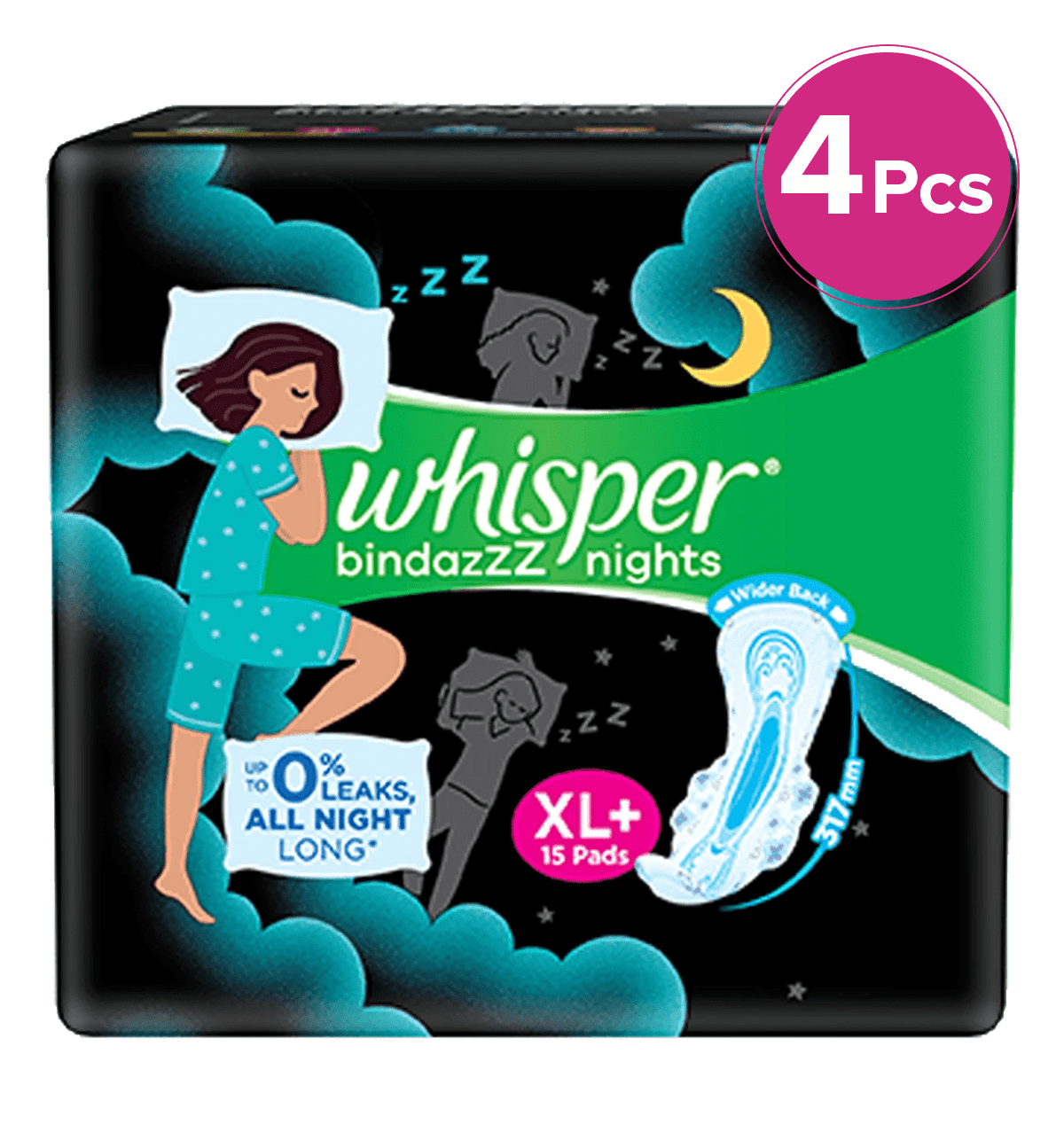 Buy Whisper Ultra Night Sanitary Pads (XL) with Wings Online (4 pieces ...