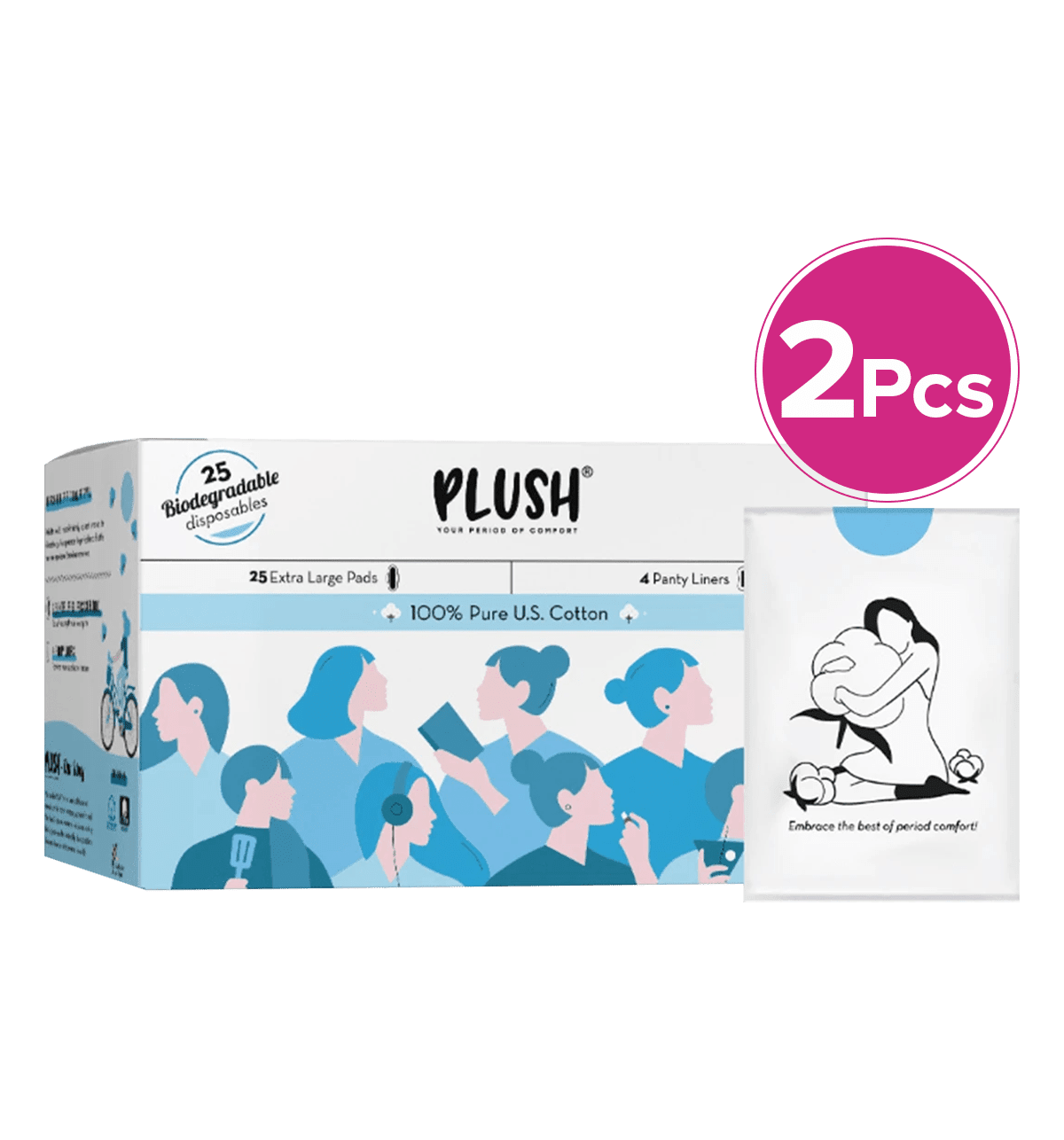 Buy Plush Plush XL Sanitary Pads for Rash Free Periods Box 25 pieces ...