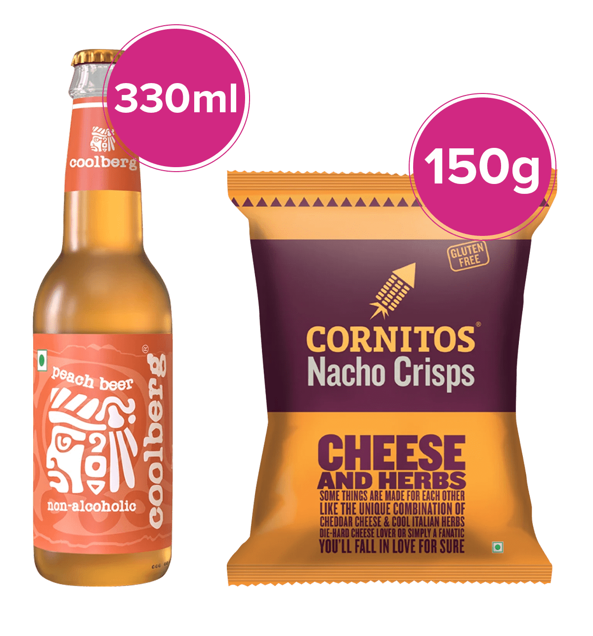 Buy Coolberg Coolberg Peach Non Alcoholic Beer & Cornitos Nacho Crisps ...