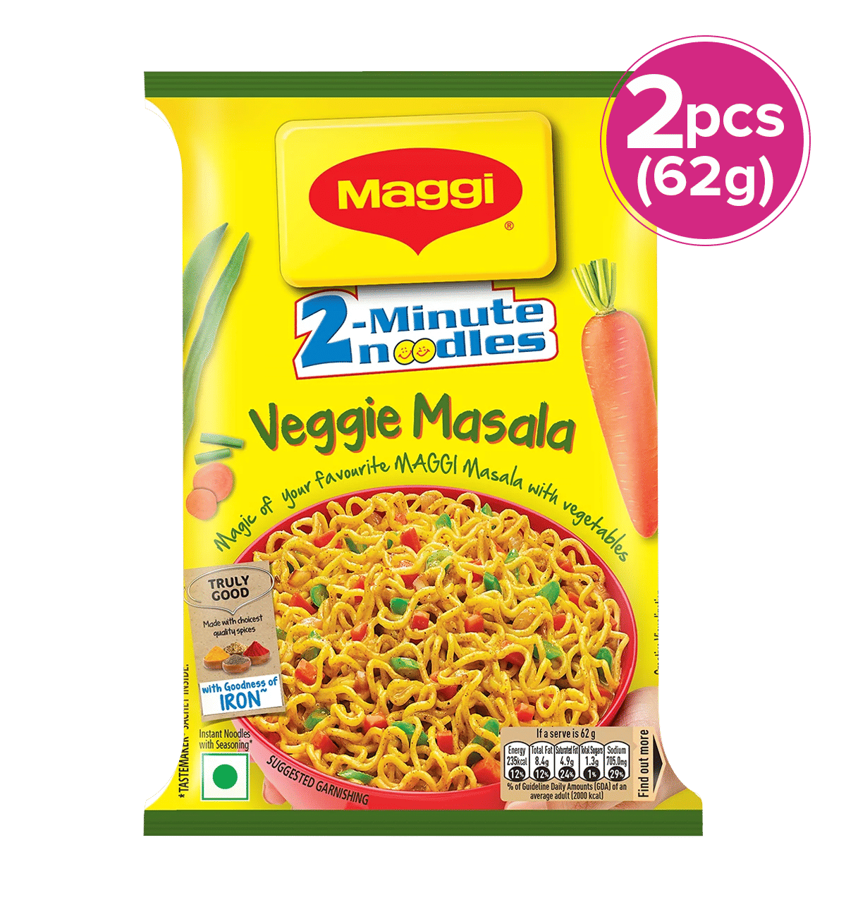 Buy Maggi Maggi Veggie Masala Noodles 2 pieces Online At Rs. 30 ...