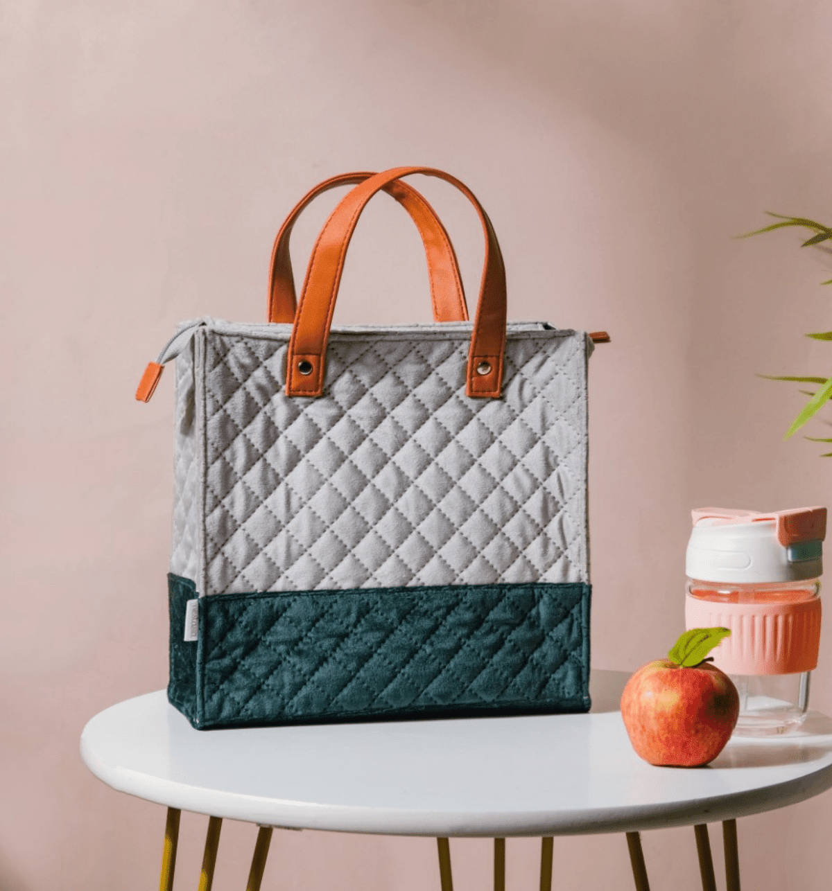 Buy Nestasia Nestasia Quilted Luxe Velvet Lunch Bag (Grey & Green) 1 ...