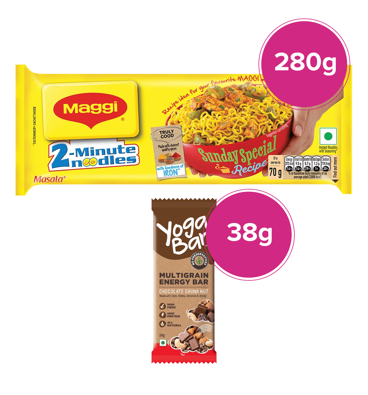 Buy Yogabar Chocolate Chunk Energy Bar & Maggi Instant Noodle Combo 1 ...