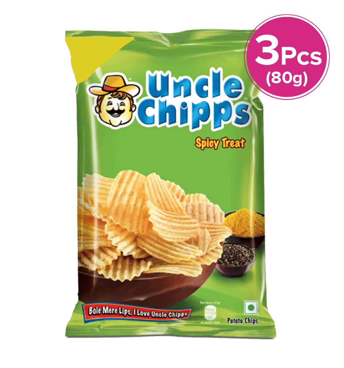 Buy Uncle Chipps Uncle Chipps Spicy Treat Potato Chips 80G Pack of 3 3 ...