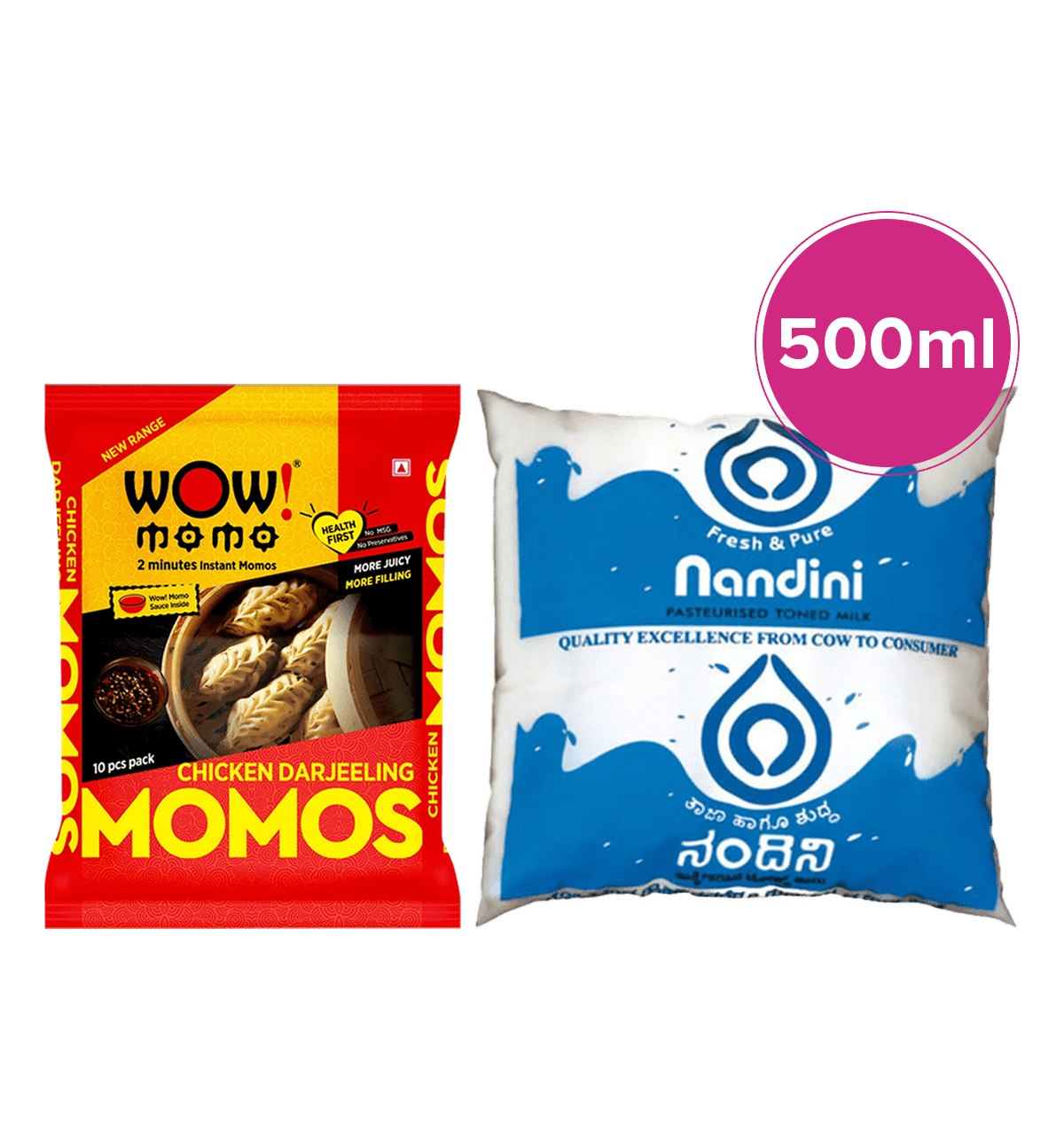Buy Wow! Momo Wow! Chicken Darjeeling Momos & Milk Combo 1 combo Online ...
