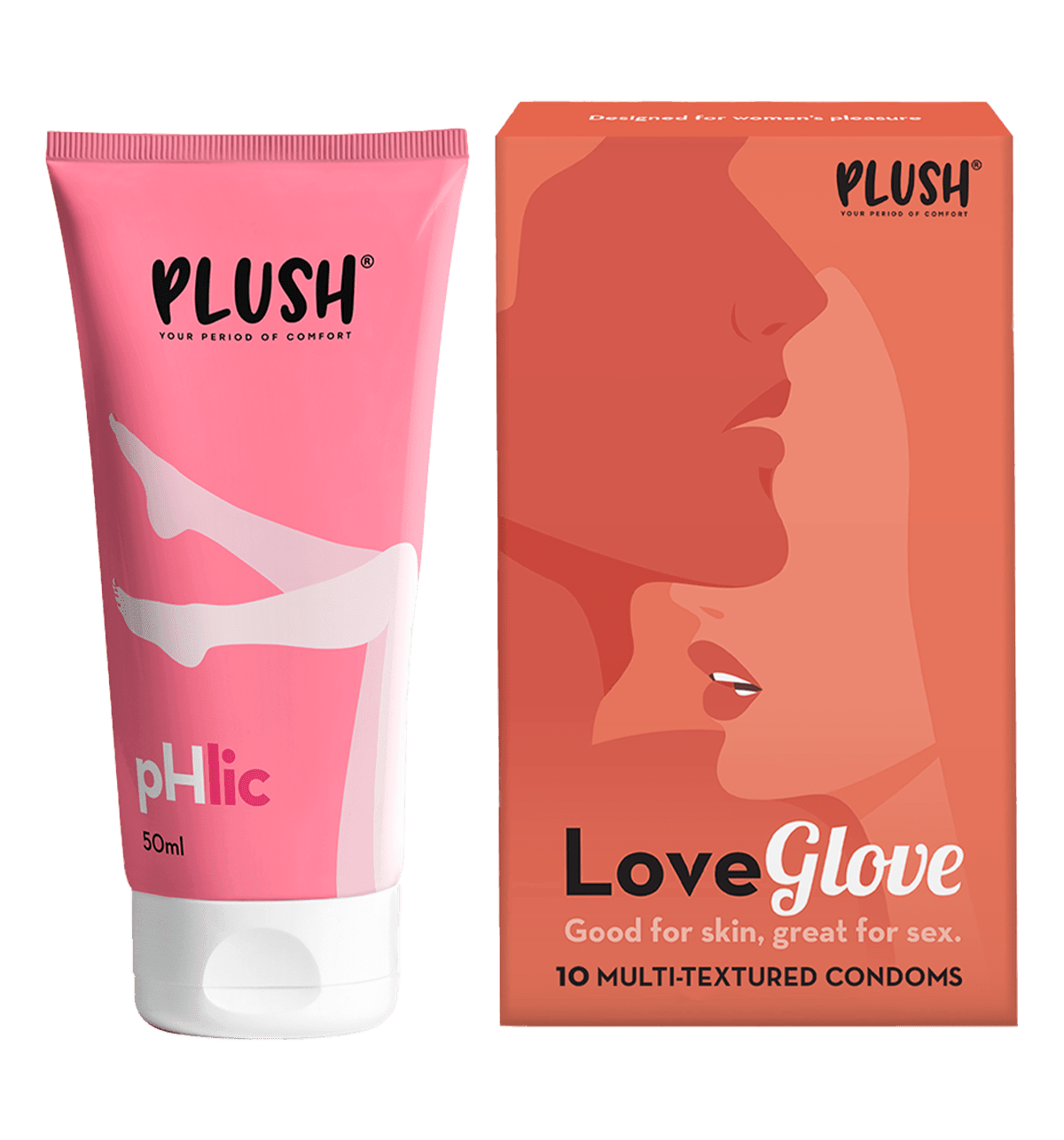 Buy Plush Combo Plush Loveglove Condoms & Lubricant Multi Textured Strawberry Lubricant 1 Piece ...