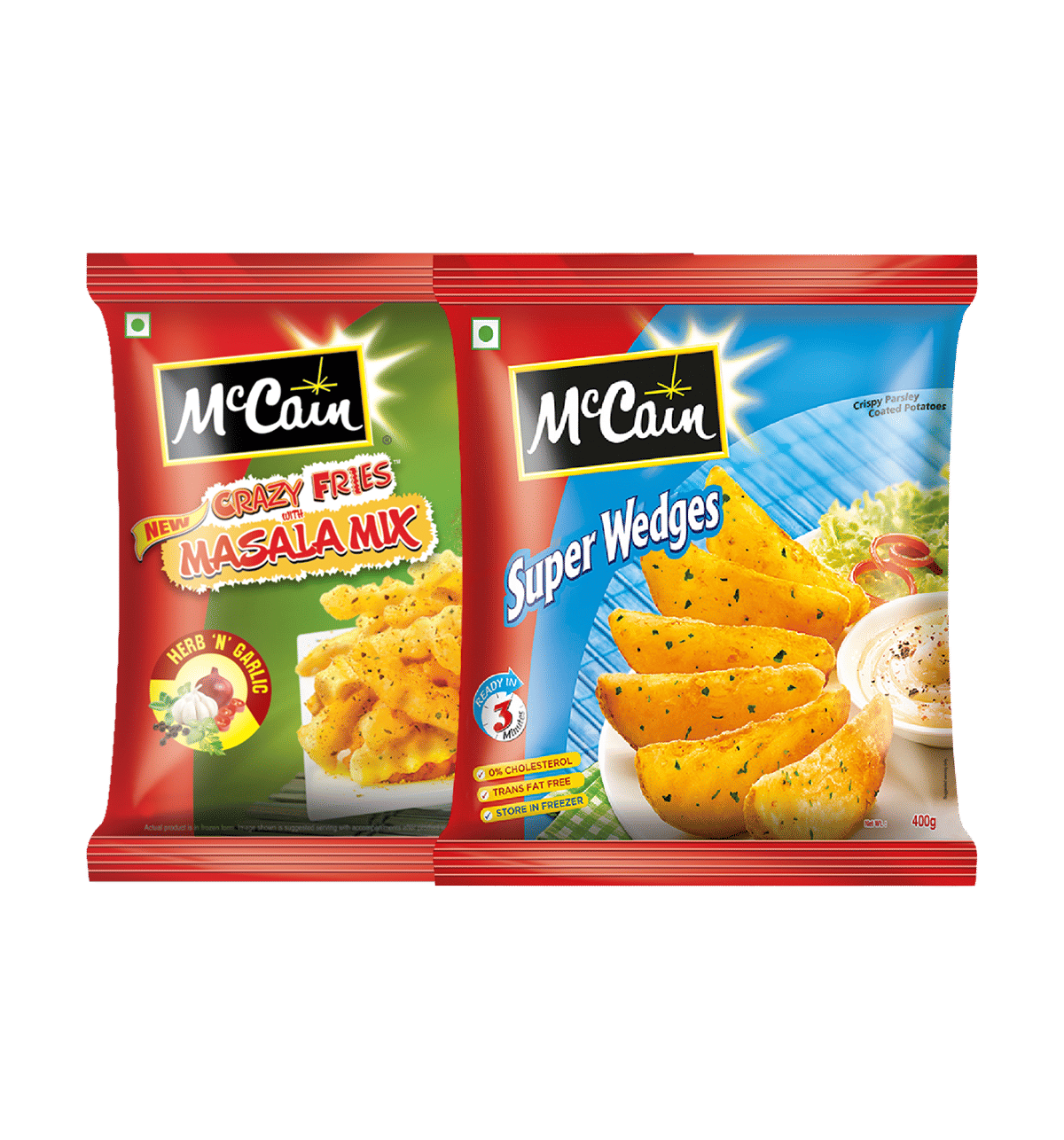Buy McCain Super Wedges & Crazy Fries with Masala Mix Combo (Snack Pack ...