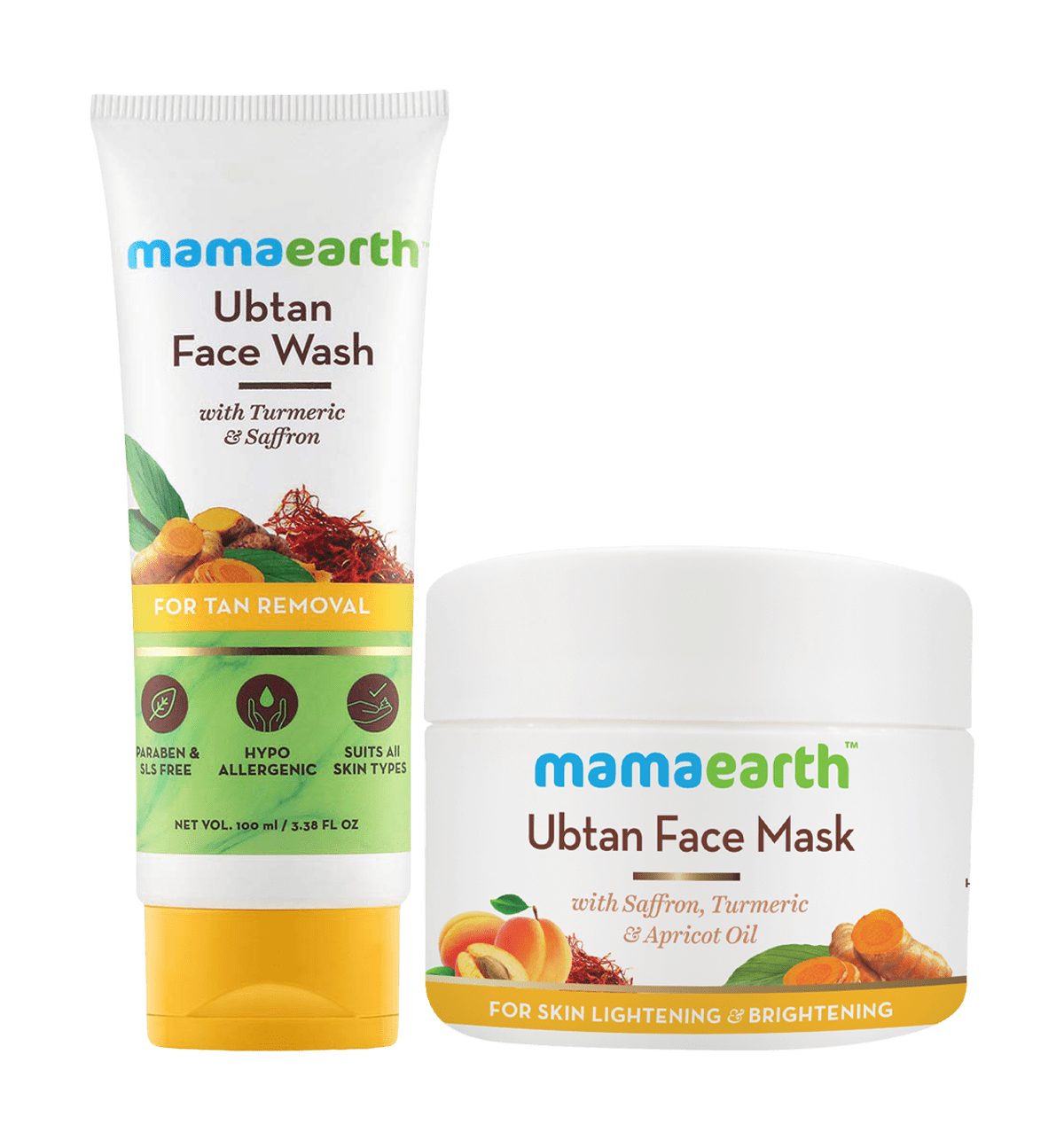 Buy Mamaearth Ubtan Natural Face Wash & Face Pack Mask Glowing Skin Combo 1 combo Online At Rs ...