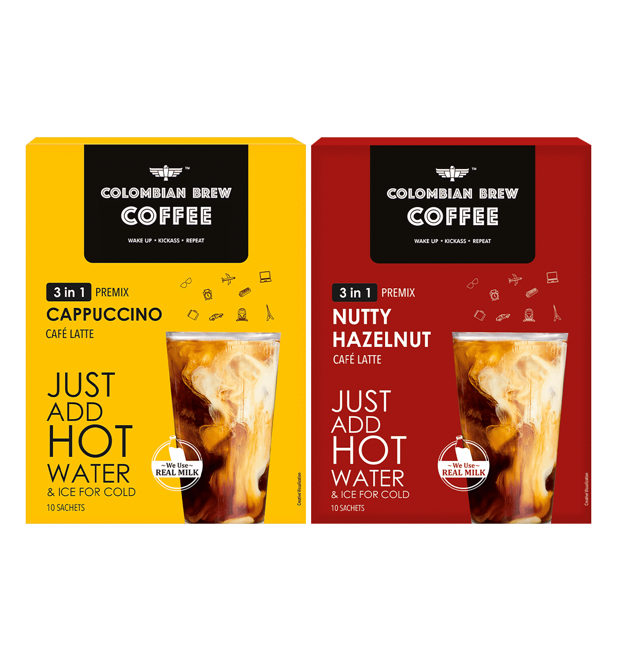 Buy Colombian Brew Cappuccino Latte 3 In 1 & Hazelnut Cafe Latte Coffee ...