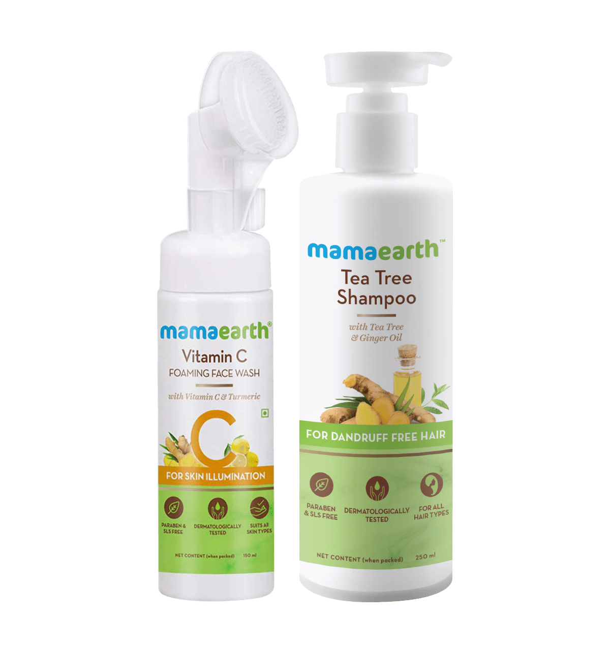 Buy Mamaearth Vitamin C Foaming Face Wash And Tea Tree Shampoo Combo 1 ...